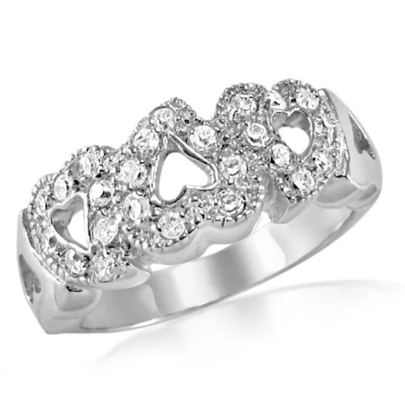 Teeda | Jewelry | 925 Sterling Silver Hearts Cubic Zirconia Rings ...